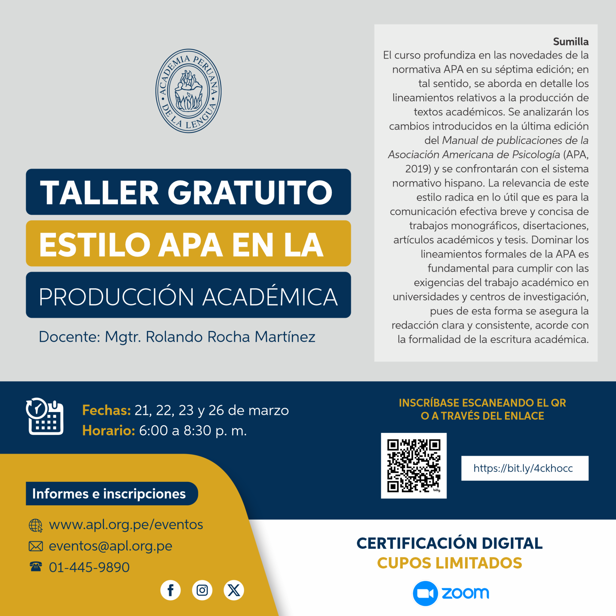 Taller estilo APA en la producción académica – APL